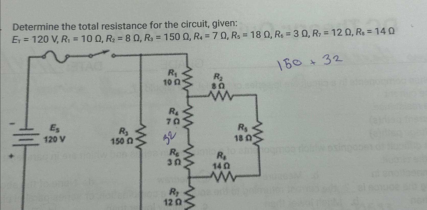 Determine the total resistance for the circuit, | Chegg.com