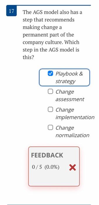 Solved 17 The AGS model also has a step that recommends | Chegg.com
