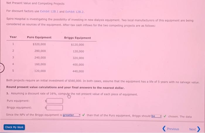Solved Net Present Value and Competing Projects For discount | Chegg.com