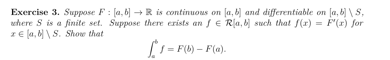 Solved Exercise 3. ﻿Suppose F:[a,b]→R ﻿is continuous on a,b | Chegg.com