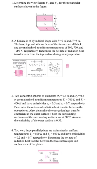 Solved 1. Determine the view factors F and Fy for the | Chegg.com