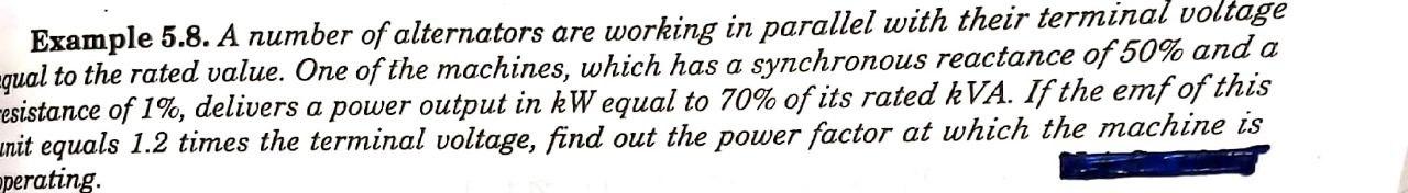 Solved Example 5.8. A number of alternators are working in | Chegg.com