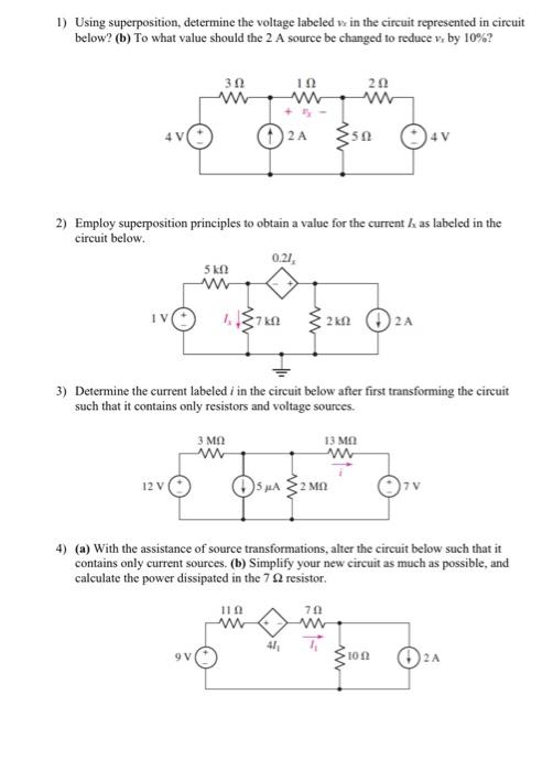 [Solved]: 1) Using superposition, determine the voltage lab