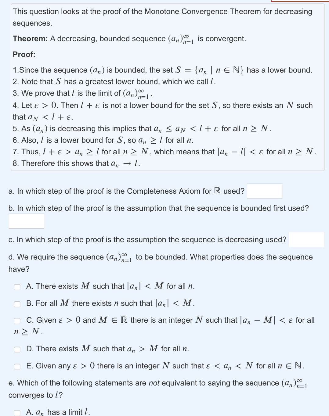 Solved This question looks at the proof of the Monotone | Chegg.com