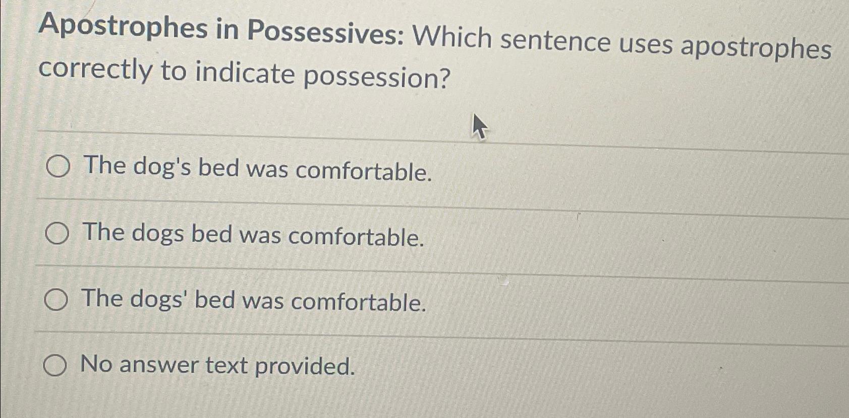 Solved Apostrophes in Possessives: Which sentence uses | Chegg.com
