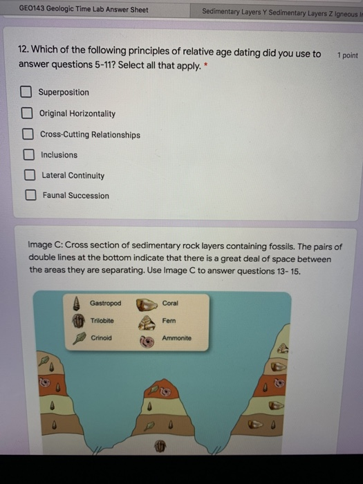 Solved GEO143 Geologic Time Lab Answer Sheet Sedimentary | Chegg.com