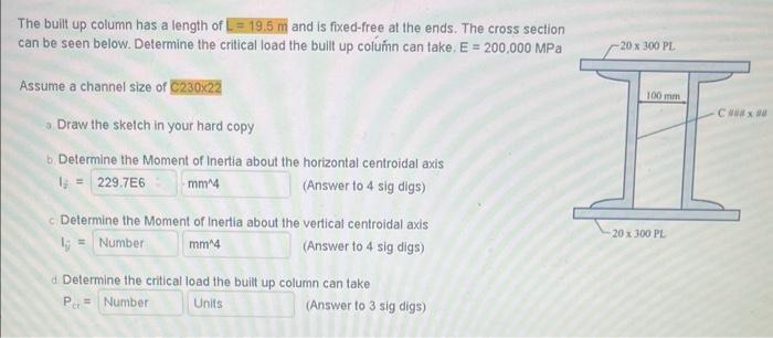 Solved The built up column has a length of and is fixed-free | Chegg.com