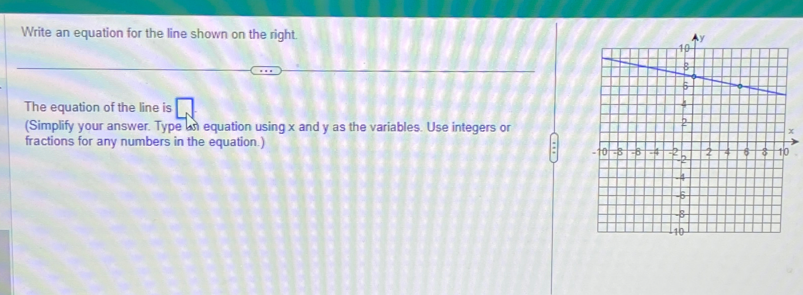 Solved Write an equation for the line shown on the right.The | Chegg.com