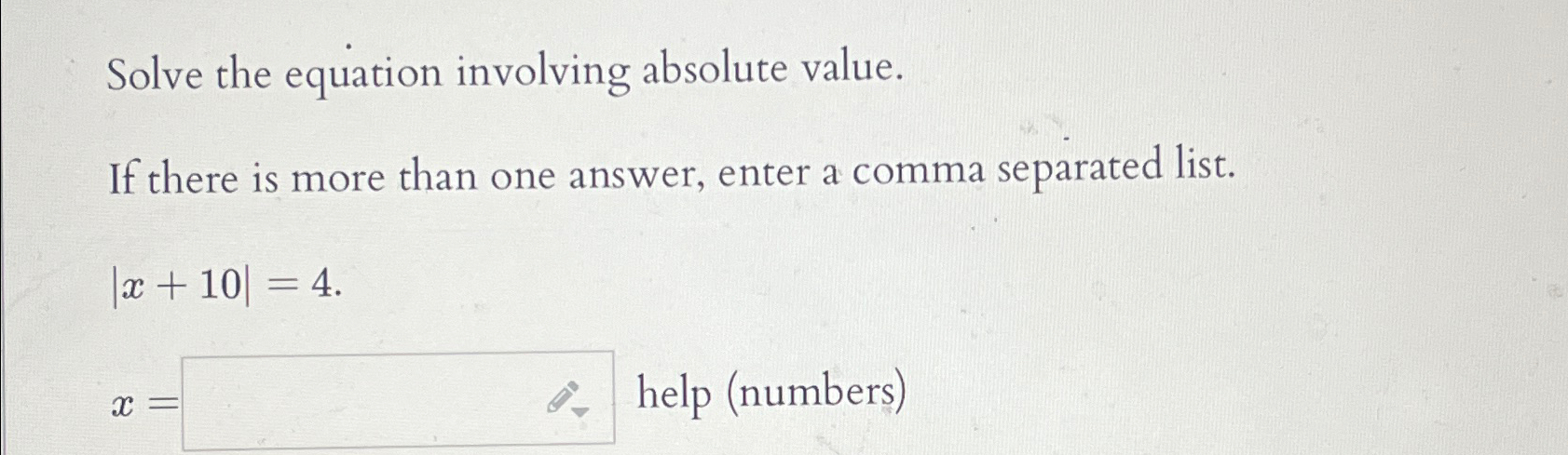 Solved Solve the equation involving absolute value.If there | Chegg.com