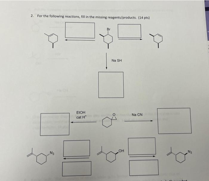 Solved 2. For the following reactions, fill in the missing | Chegg.com
