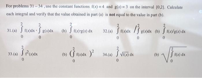 Solved For problems 31−34, use the constant functions f(x)=4 | Chegg.com