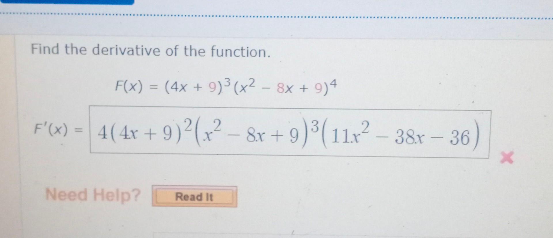 Solved Find the derivative of the function. | Chegg.com