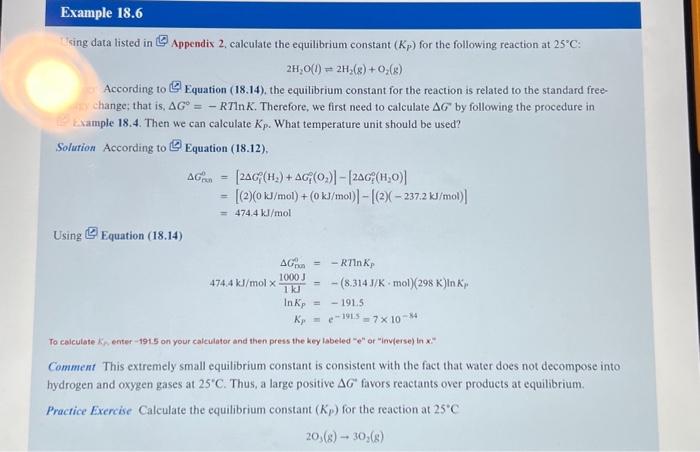 Solved Example 18.6 Using data listed in Appendix 2, | Chegg.com