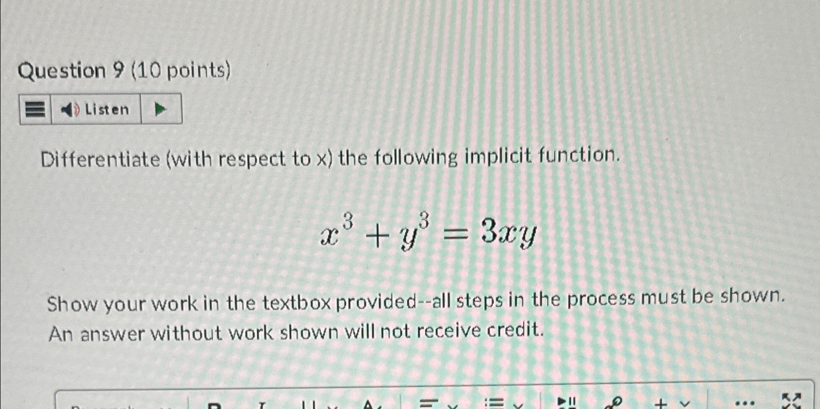 Solved Question 9 (10 ﻿points)ListenDifferentiate (with | Chegg.com