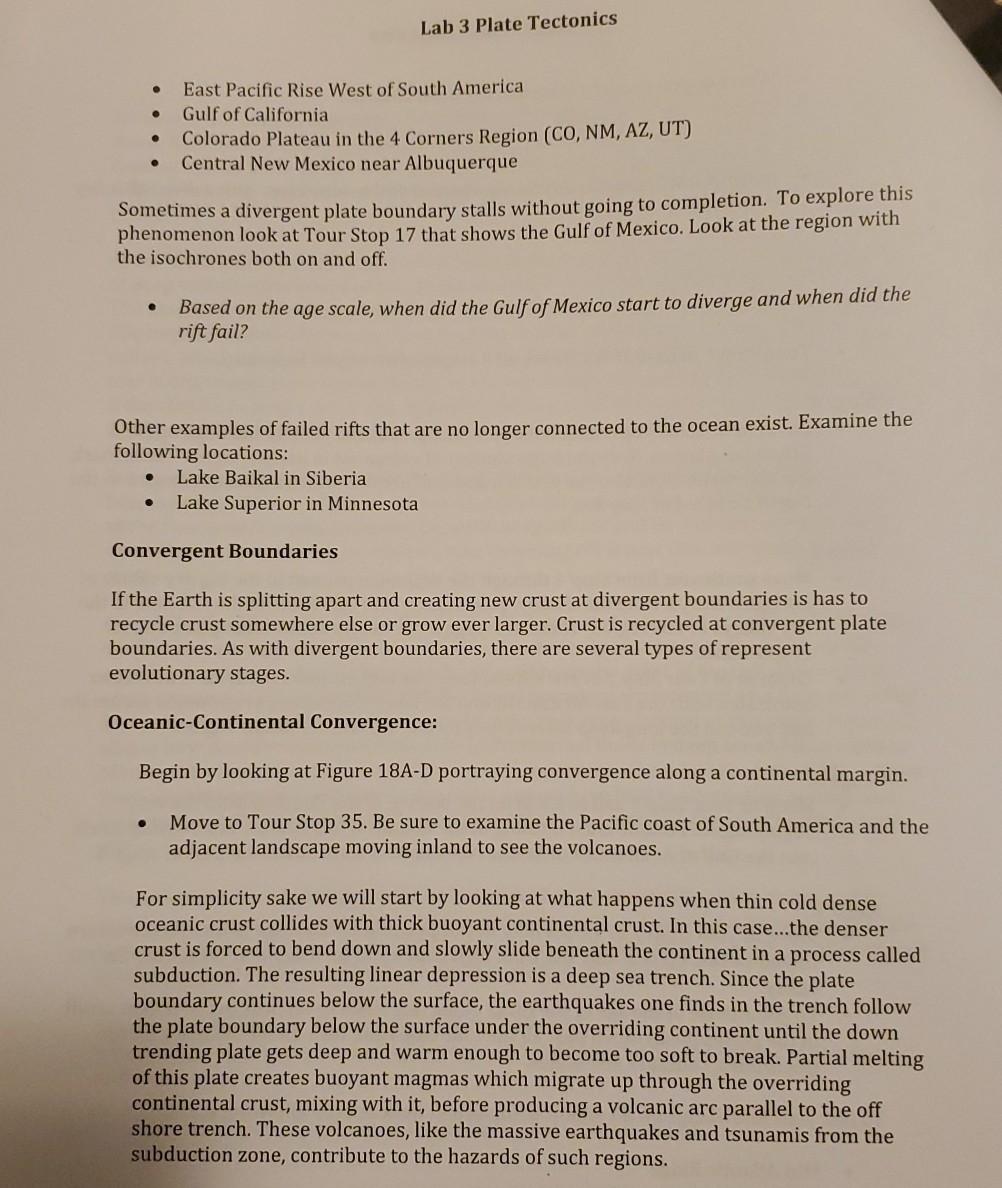 Solved Lab 3 Plate Tectonics All oceans are born in | Chegg.com