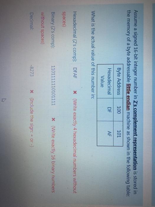 Solved Assume a signed 16-bit integer number in 2's | Chegg.com