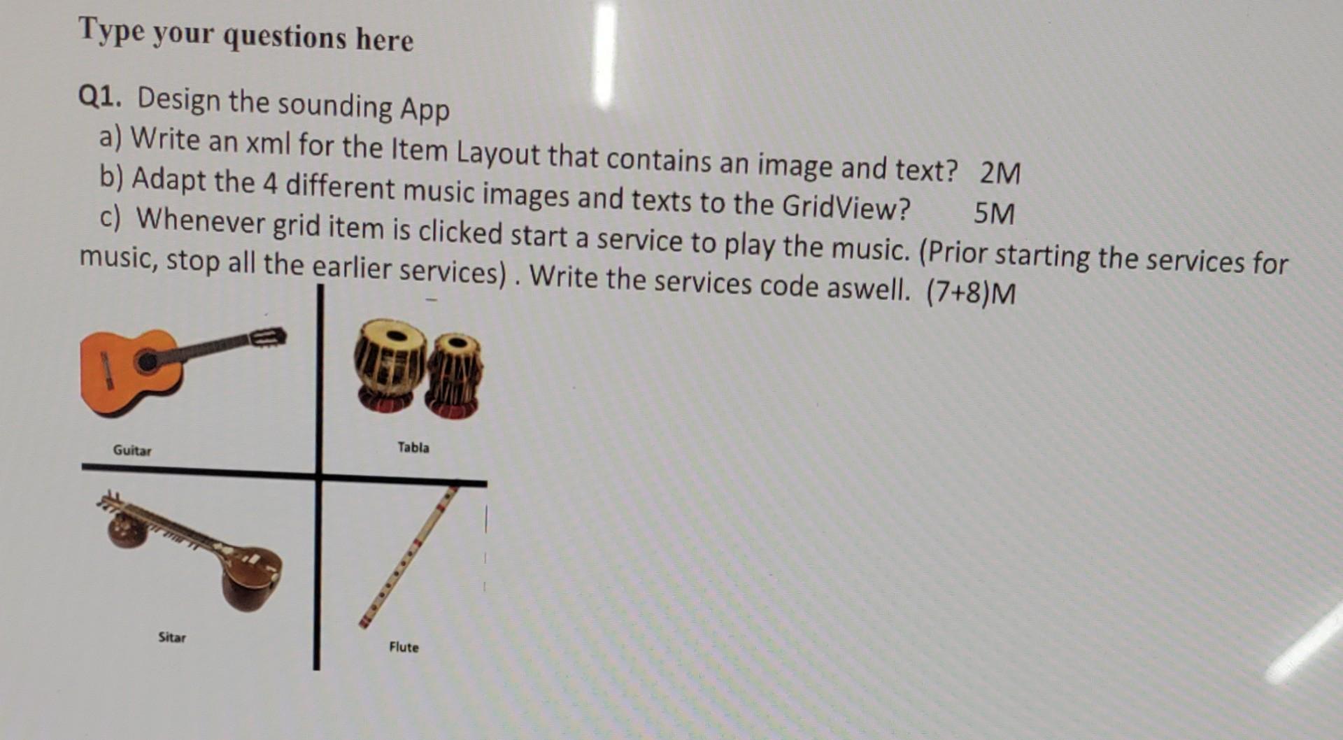 Solved Type your questions here Q1. Design the sounding App | Chegg.com