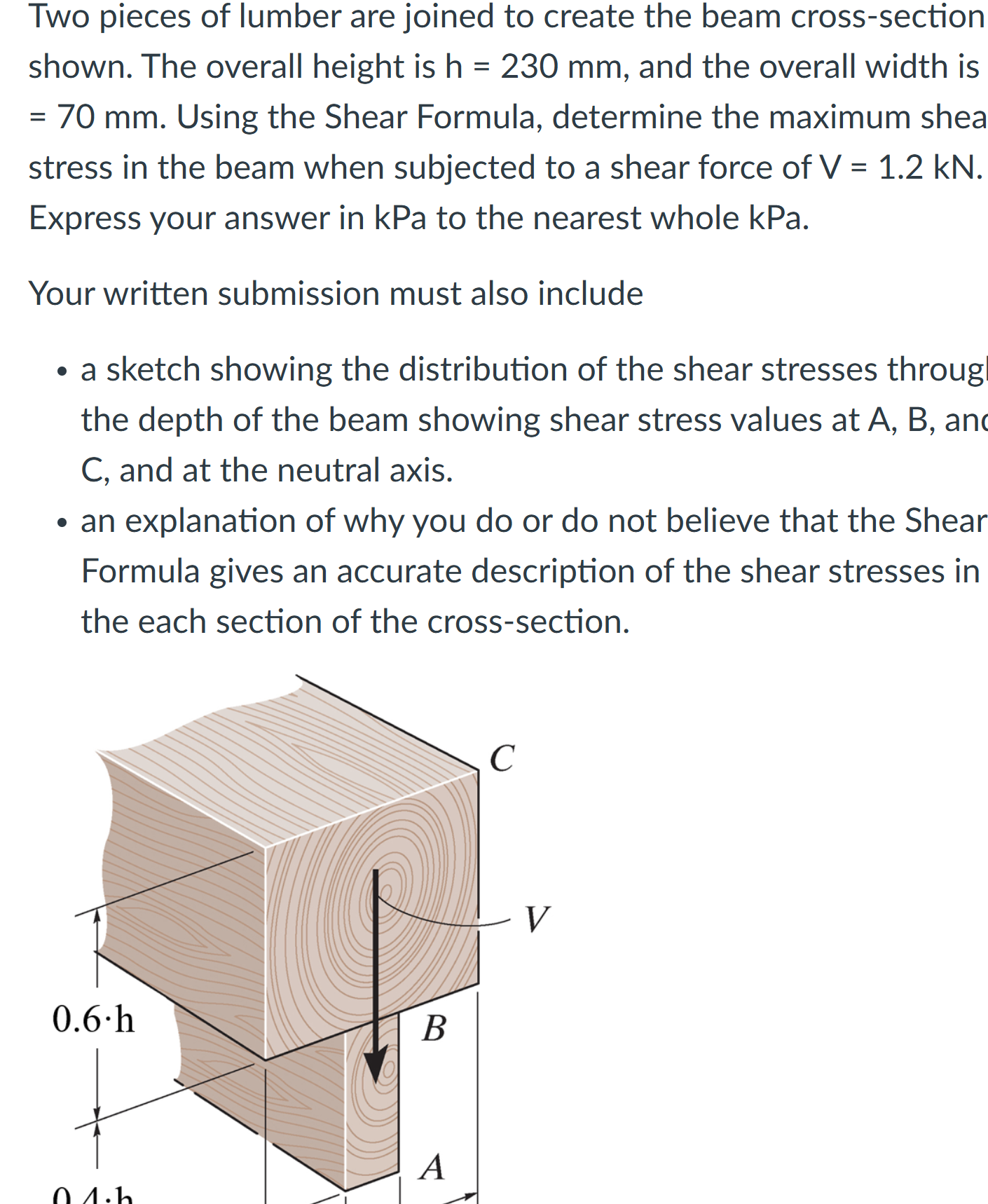 Solved Two pieces of lumber are joined to create the beam | Chegg.com