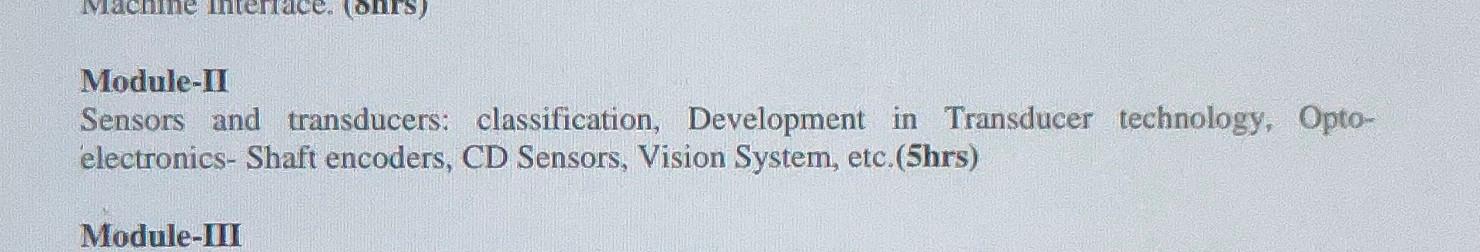 Solved Module-II Sensors and transducers: classification, | Chegg.com