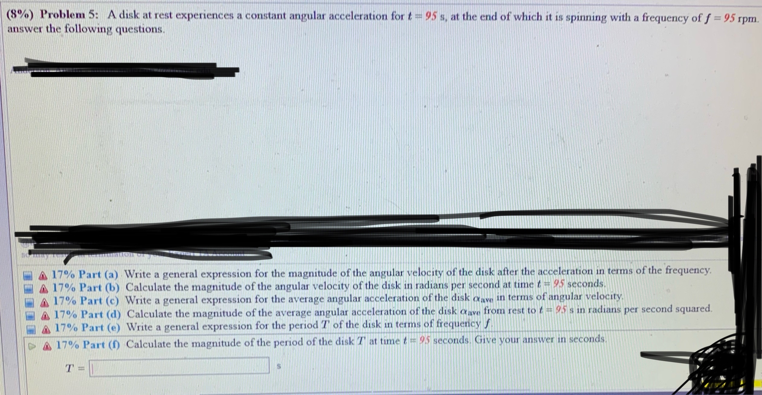 Solved (8%) ﻿Problem 5: A disk at rest experiences a | Chegg.com