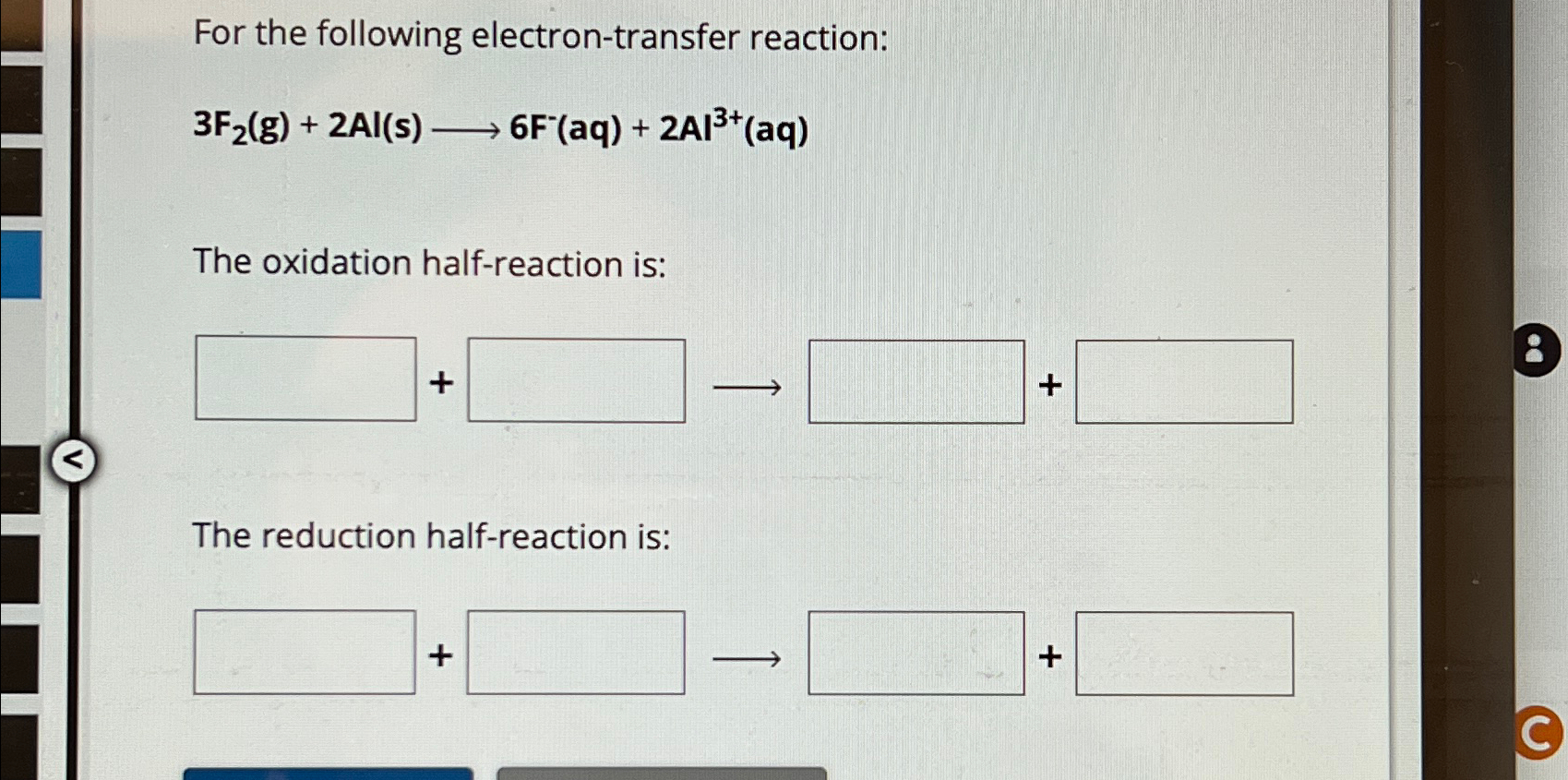 Solved For the following electron-transfer | Chegg.com
