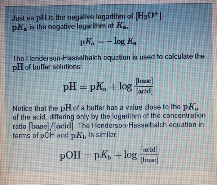 Solved Just as pH is the negative logarithm of [H3O+], pK, | Chegg.com