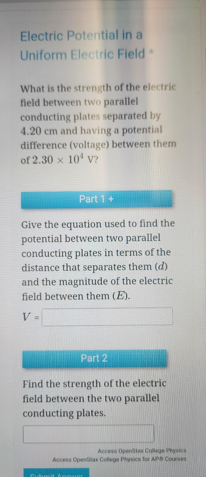 Solved Electric Potential in a Uniform Electric Field What | Chegg.com