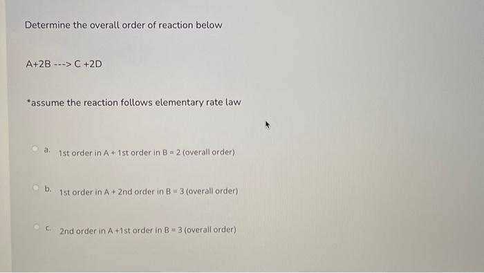 Solved Determine the overall order of reaction below | Chegg.com