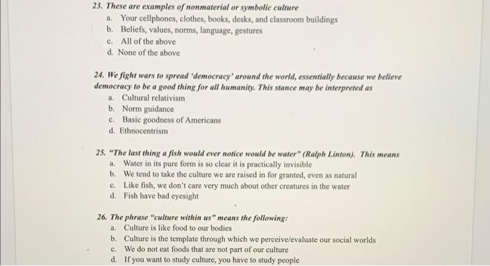 Solved 21. ----refers to a group's language, beliefs, | Chegg.com
