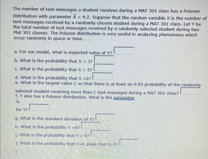 The number of text messages a student receives during | Chegg.com