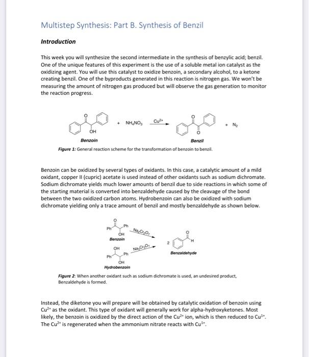 Solved Multistep Synthesis: Part B. Synthesis of Benzil | Chegg.com