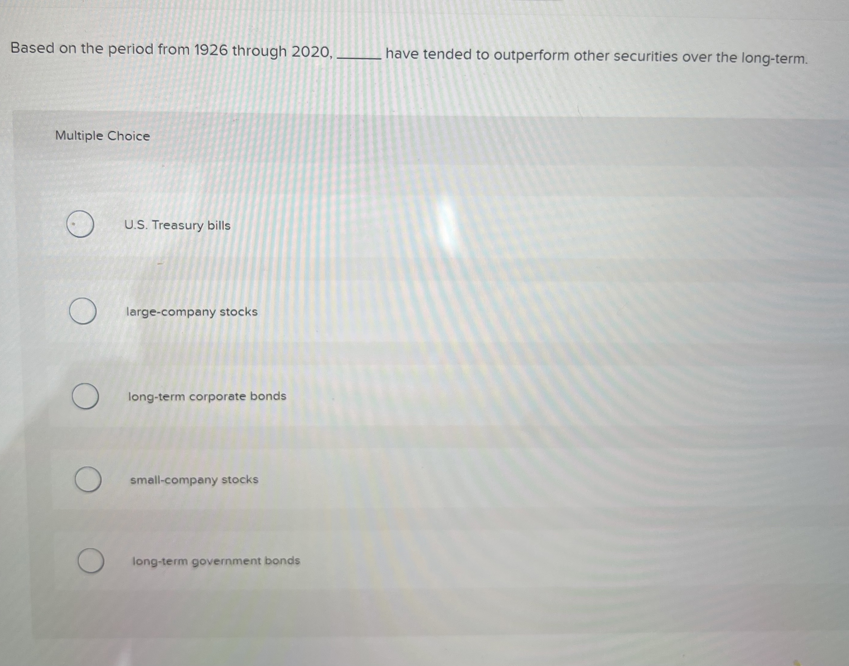 Solved Based on the period from 1926 ﻿through 2020, ﻿have | Chegg.com