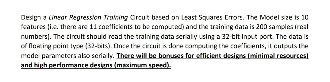 Design a Linear Regression Training Circuit based on | Chegg.com
