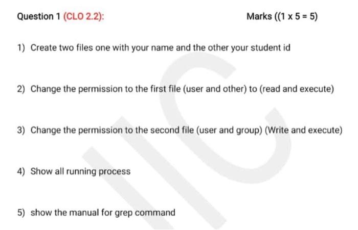 Solved Question 1 (CLO 2.2): Marks ((1×5=5) 1) Create two | Chegg.com