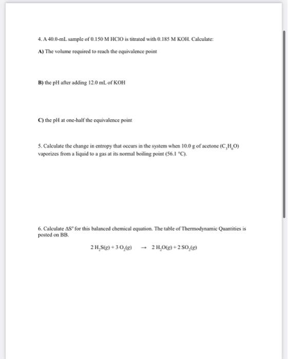 Solved B) the pH after adding 12.0 mL of KOH C) the pH at | Chegg.com