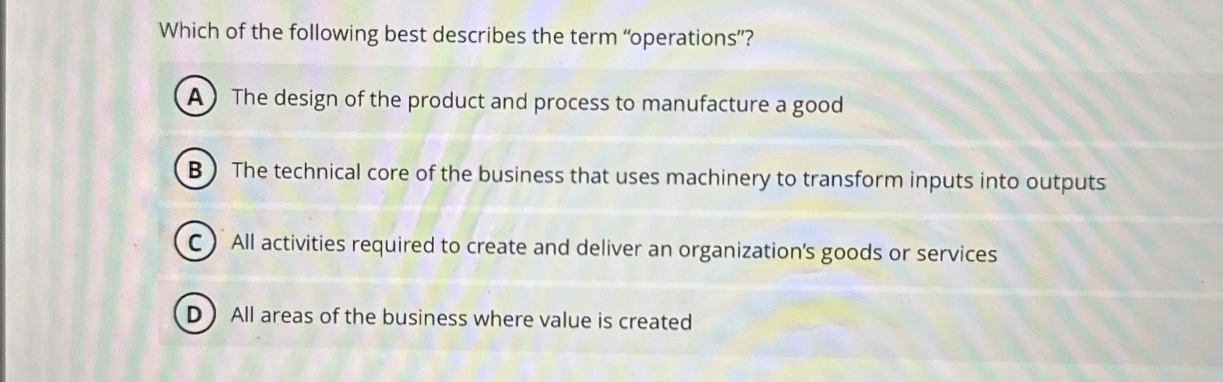 Solved Which of the following best describes the term | Chegg.com
