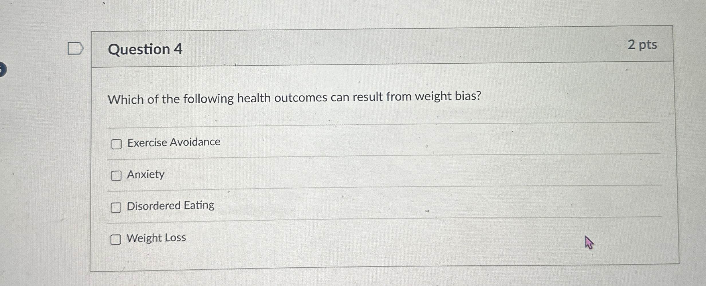 Solved Question 42 ﻿ptsWhich of the following health | Chegg.com