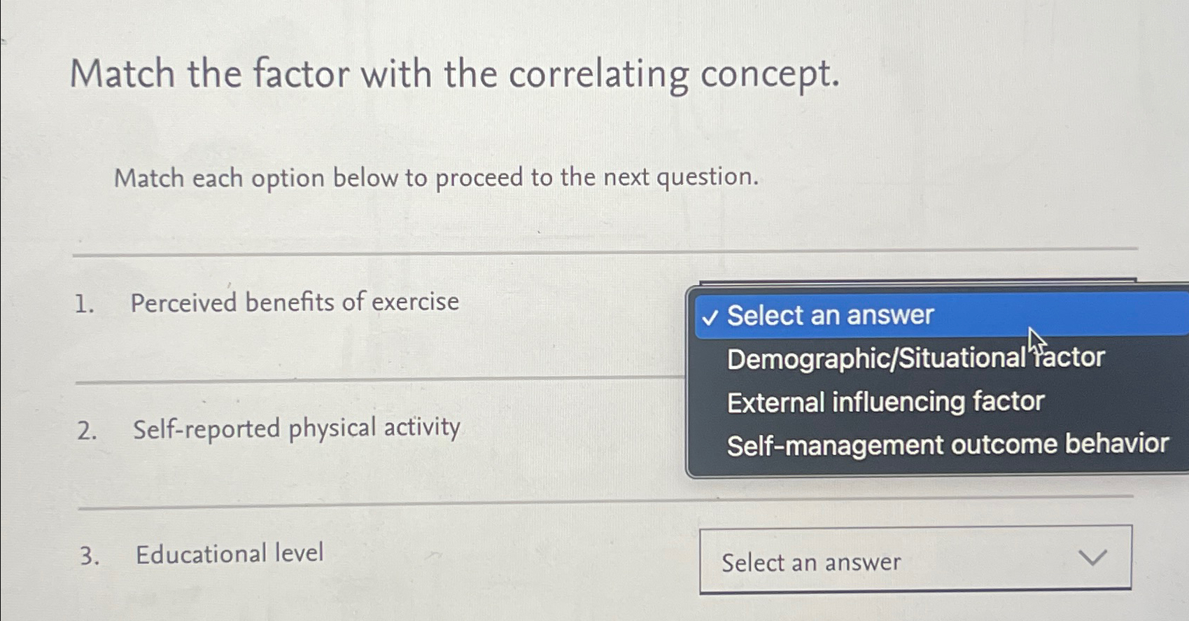 Solved Match the factor with the correlating concept.Match | Chegg.com