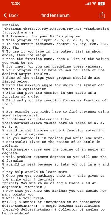 Solved given a possible framework for matlab to process a | Chegg.com