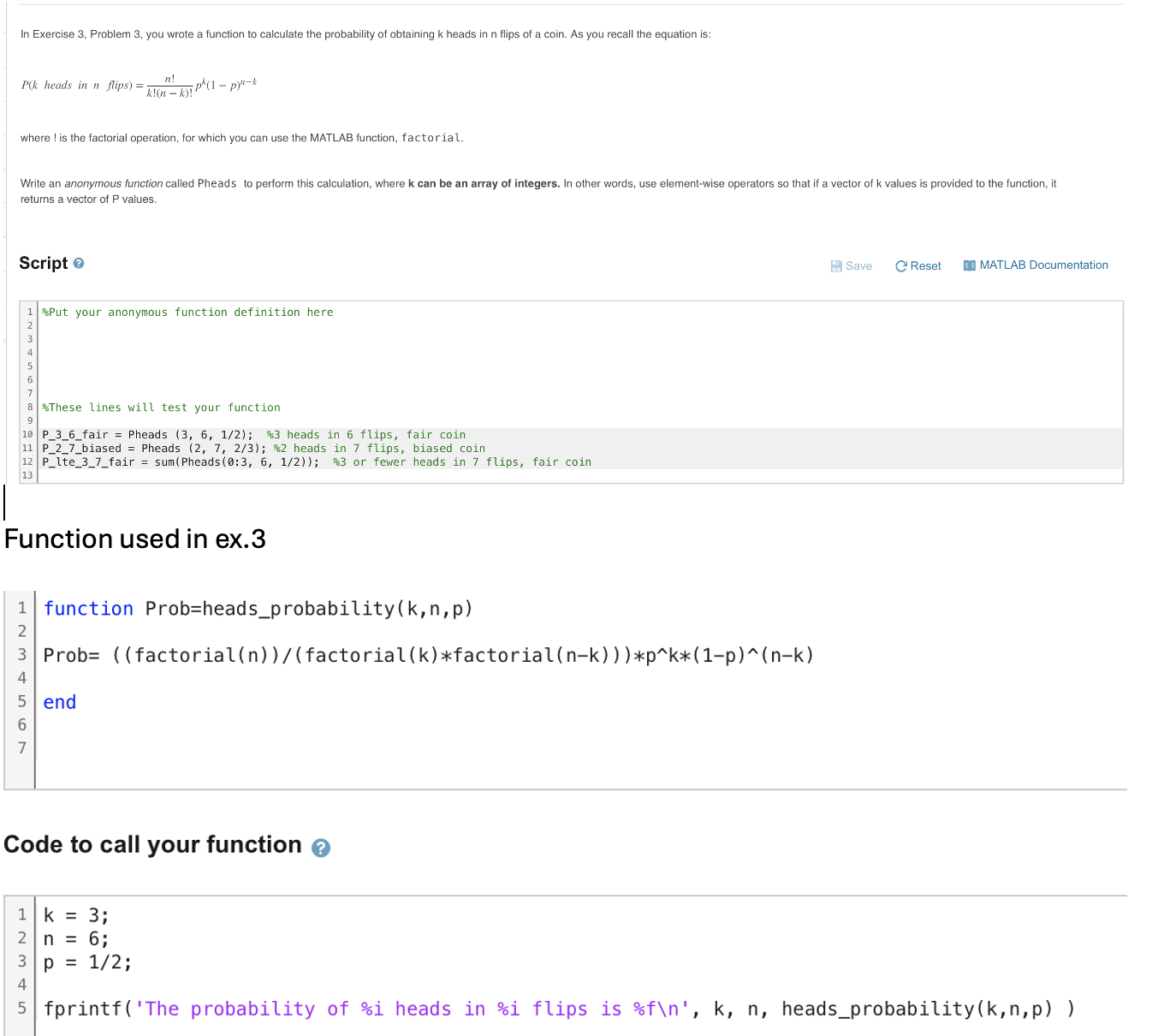 Solved Need help to code this in MATLAB: In Exercise 3, | Chegg.com