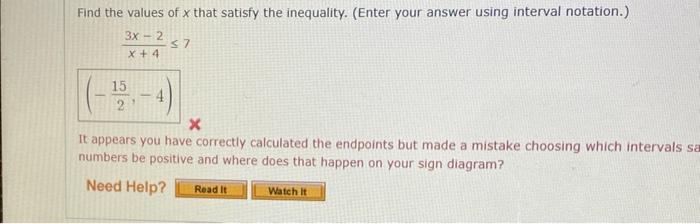 Solved Find the values of x that satisfy the inequality. | Chegg.com
