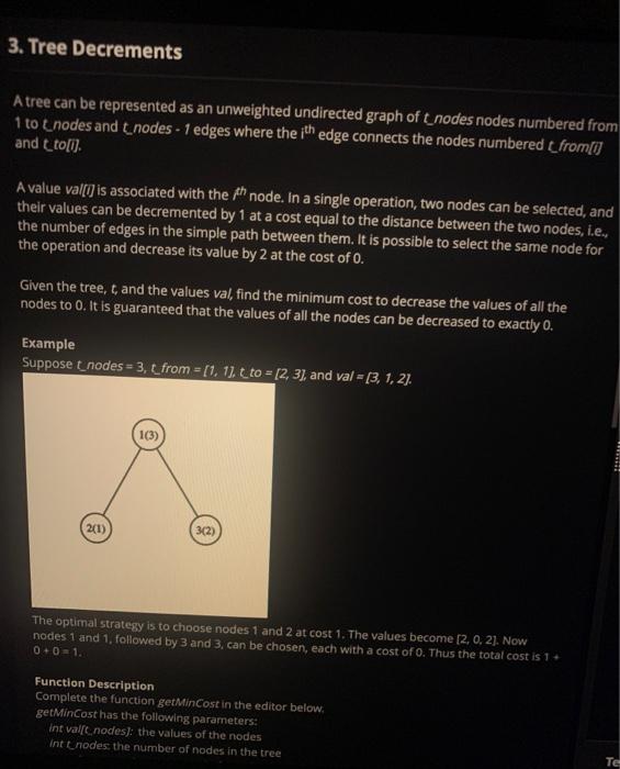 Solved 3. Tree Decrements A tree can be represented as an | Chegg.com