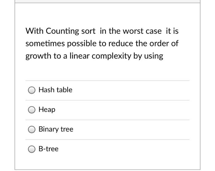 Solved With Counting sort in the worst case it is sometimes | Chegg.com