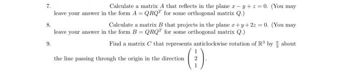 Solved how to calculate the cartesian equation of a subspace | Chegg.com