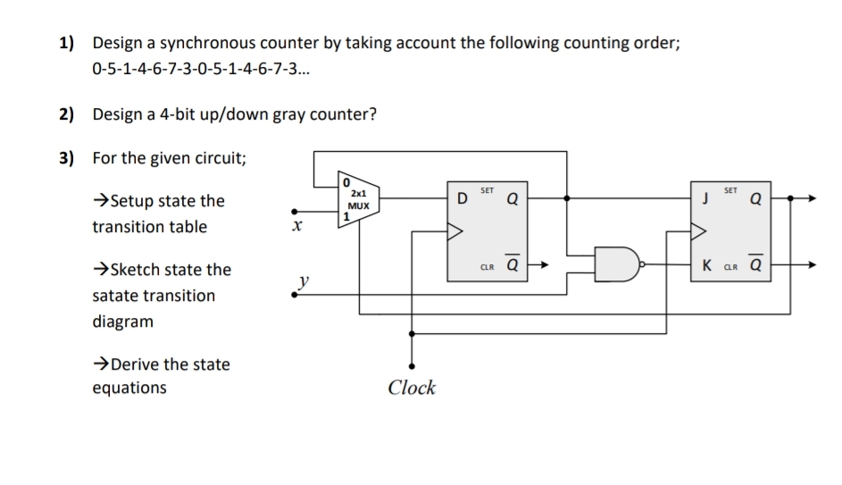Solved 1)Design a synchronous counter by taking account the | Chegg.com