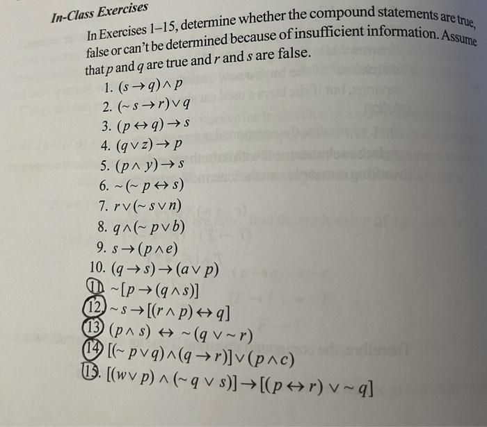 Solved In-Class Exercises In Exercises 1-15, determine | Chegg.com