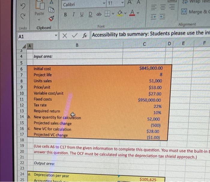 Solved (Use cells A6 to C17 from the given information to | Chegg.com