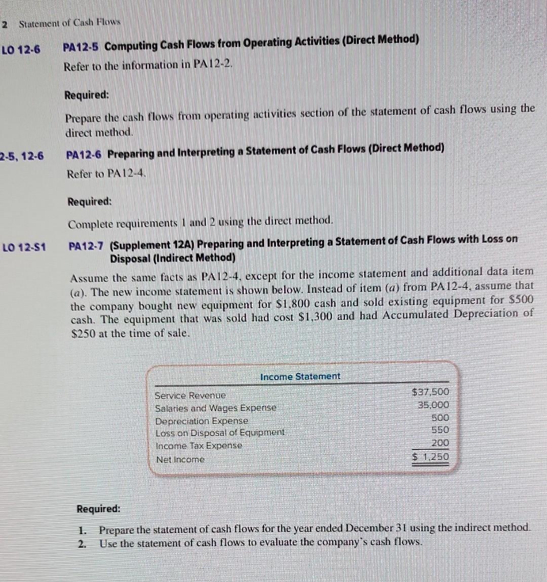 Based on the given information from PA12-4 | Chegg.com