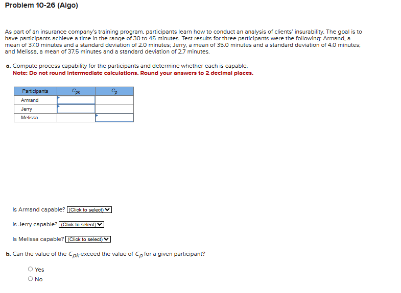 Solved Problem 10-26 (Algo) ﻿As part of an insurance | Chegg.com