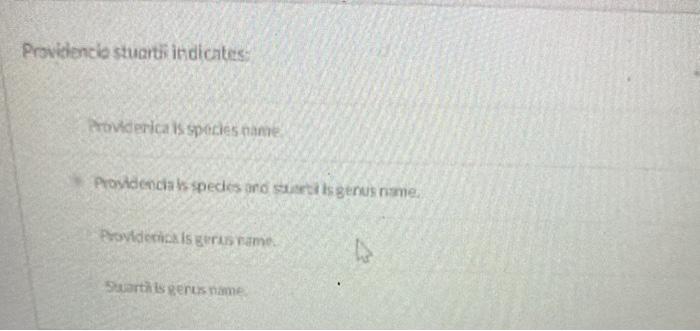 Solved Providencia stuartis indicates Providerica is species | Chegg.com